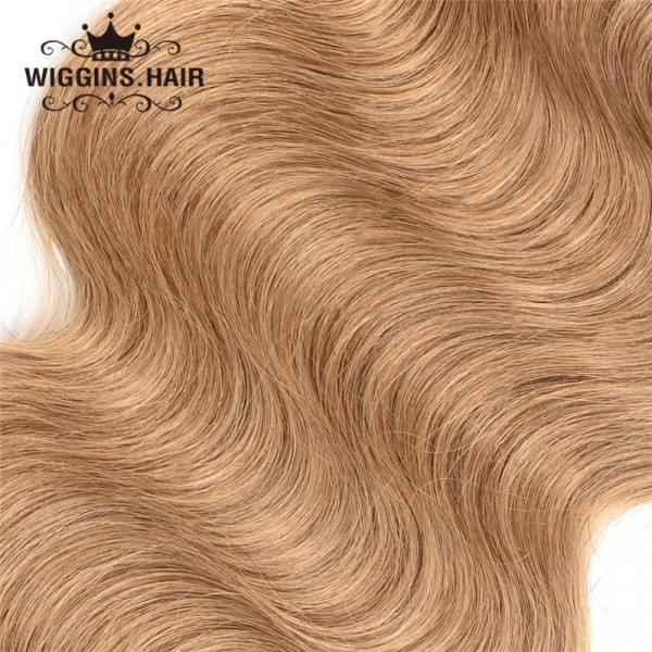 Honey Blonde #27 Color Body Wave Hair 3 Bundles With Closure - Wiggins Hair