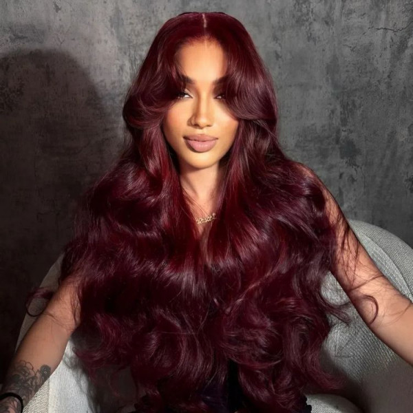 Cherry Cola Red Human Hair Wigs Straight Cherry Red Colored Hair - Wiggins Hair