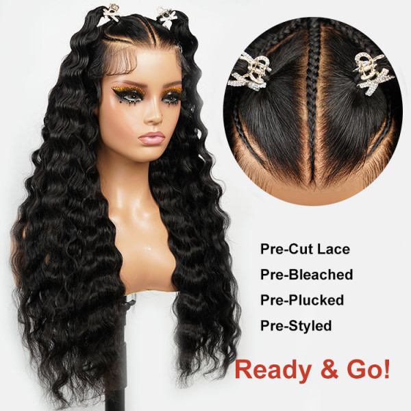Crimp Pre-Styled Ready To Go 13x6 Glueless Wig Human Hair - Wiggins ...