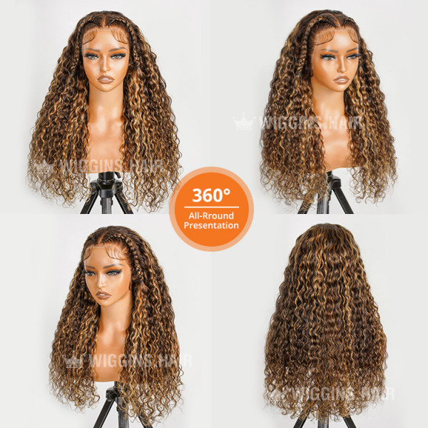 P4/27 Glueless Highlight Wig With Braids Water Wave Human Hair ...