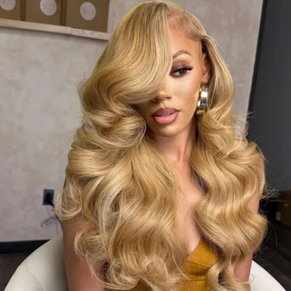 Colored Wigs #27 Honey Blonde Wigs Human Hair Lace Front Wigs Glueless ...