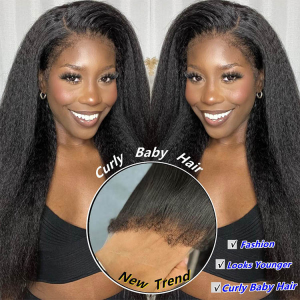 4C Edge Hairline-Yaki Kinky Straight Transparent Lace Wigs - Wiggins Hair