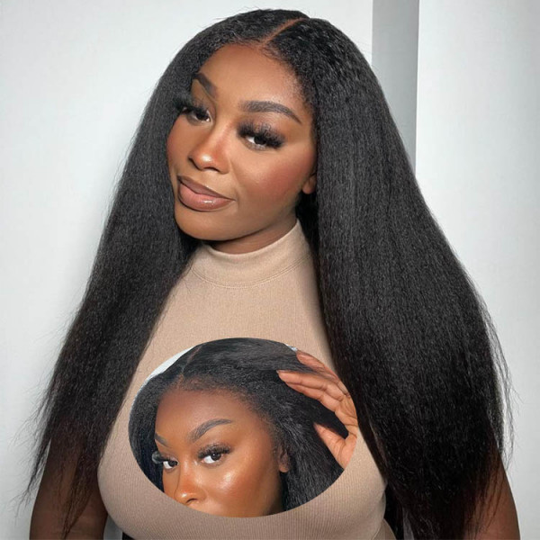 4C Edge Hairline-Yaki Kinky Straight Transparent Lace Wigs - Wiggins Hair