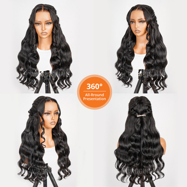 Two Bangs With Butterflly Braids Body Wave Glueless 13x4 Lace Wig ...