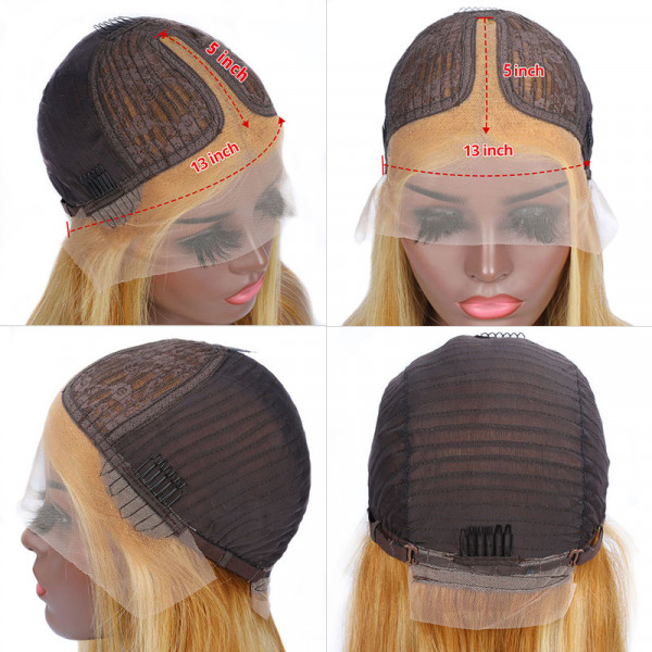 Colored Wigs Straight T Part Wigs Honey Blonde Highlights Wigs ...