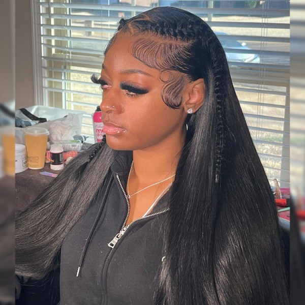Pre-Everything Glueless 13x6 HD Lace Frontal Wig Pre Braided Straight ...