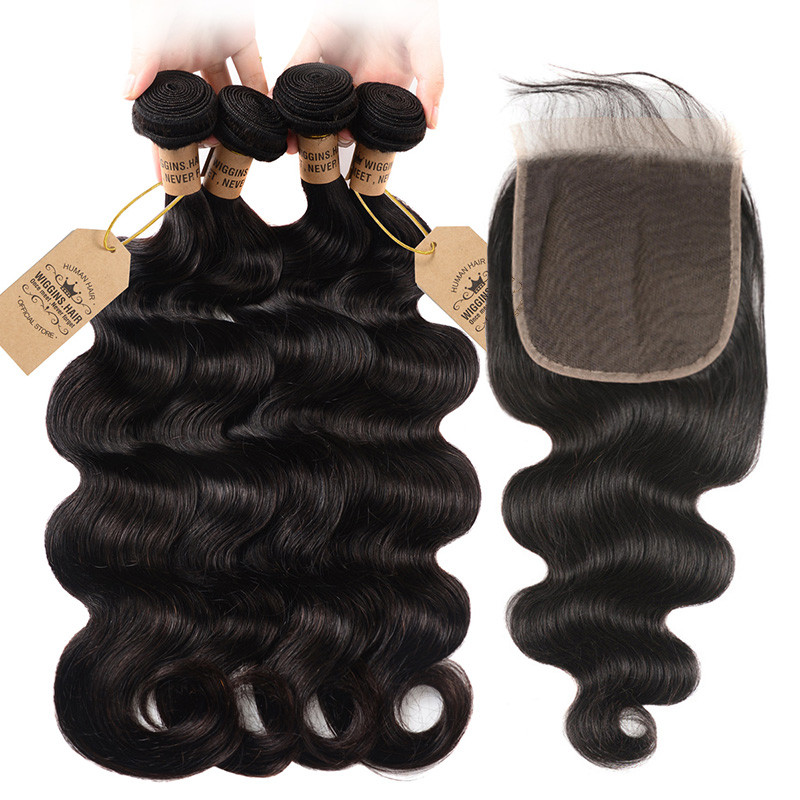 Body Weave Wave 4pcs With 5*5 Lace Closure With Baby Hair Human Hair ...