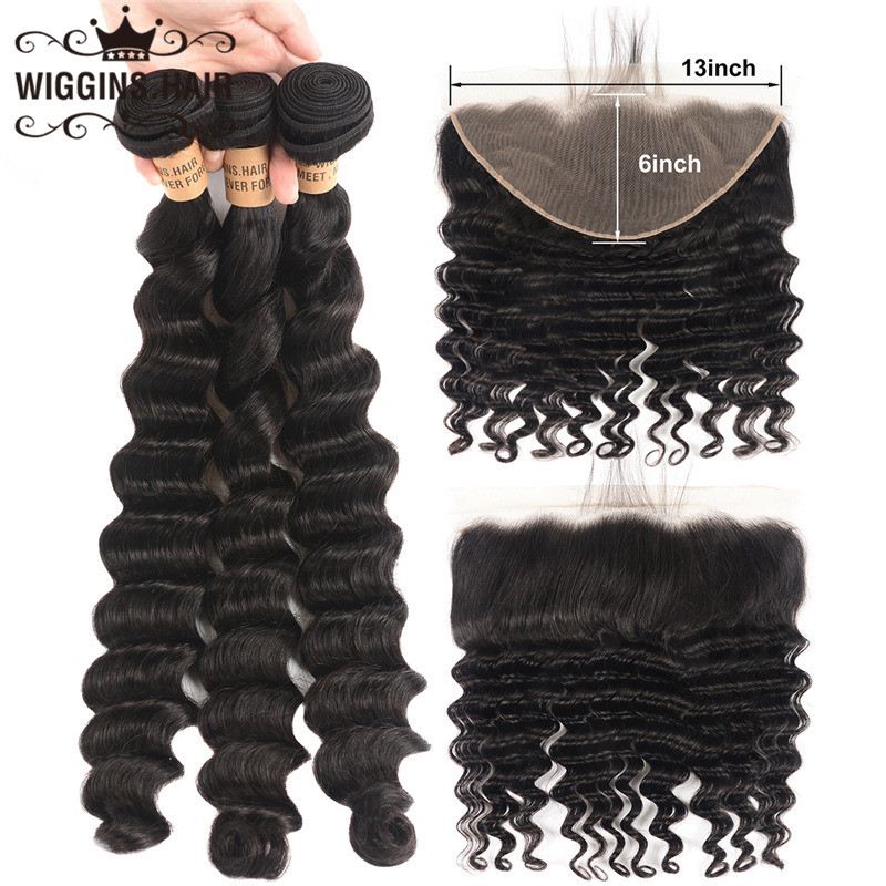 Loose Deep Wave Weave 3 Bundles With 13*6 Lace Frontal Deep Part ...