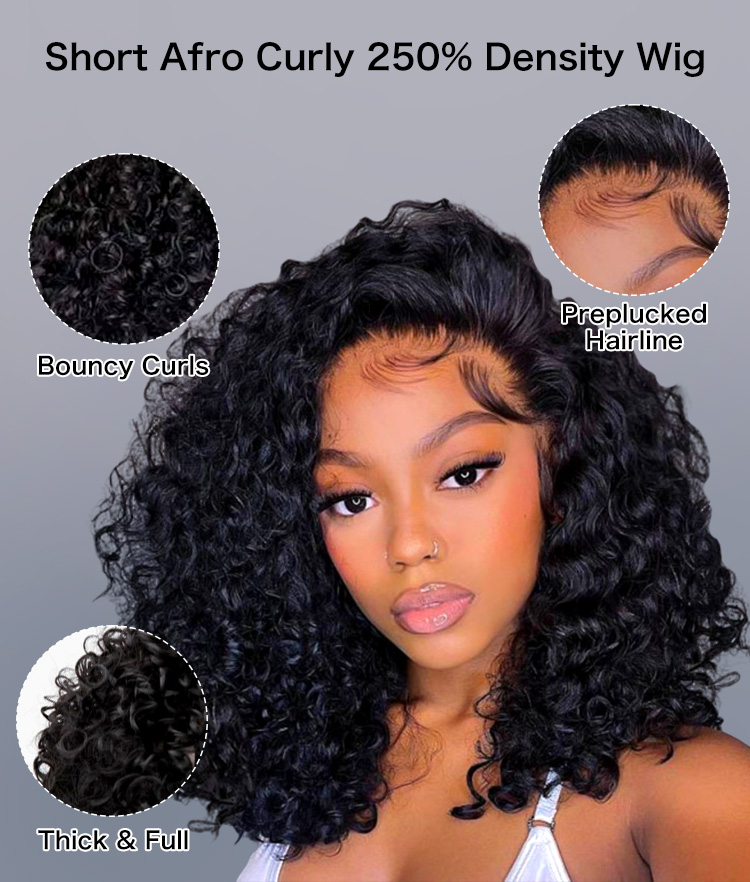 Curly Afro Wigs Human Hair With Bouncy Curls - Wiggins Hair - Wiggins Hair