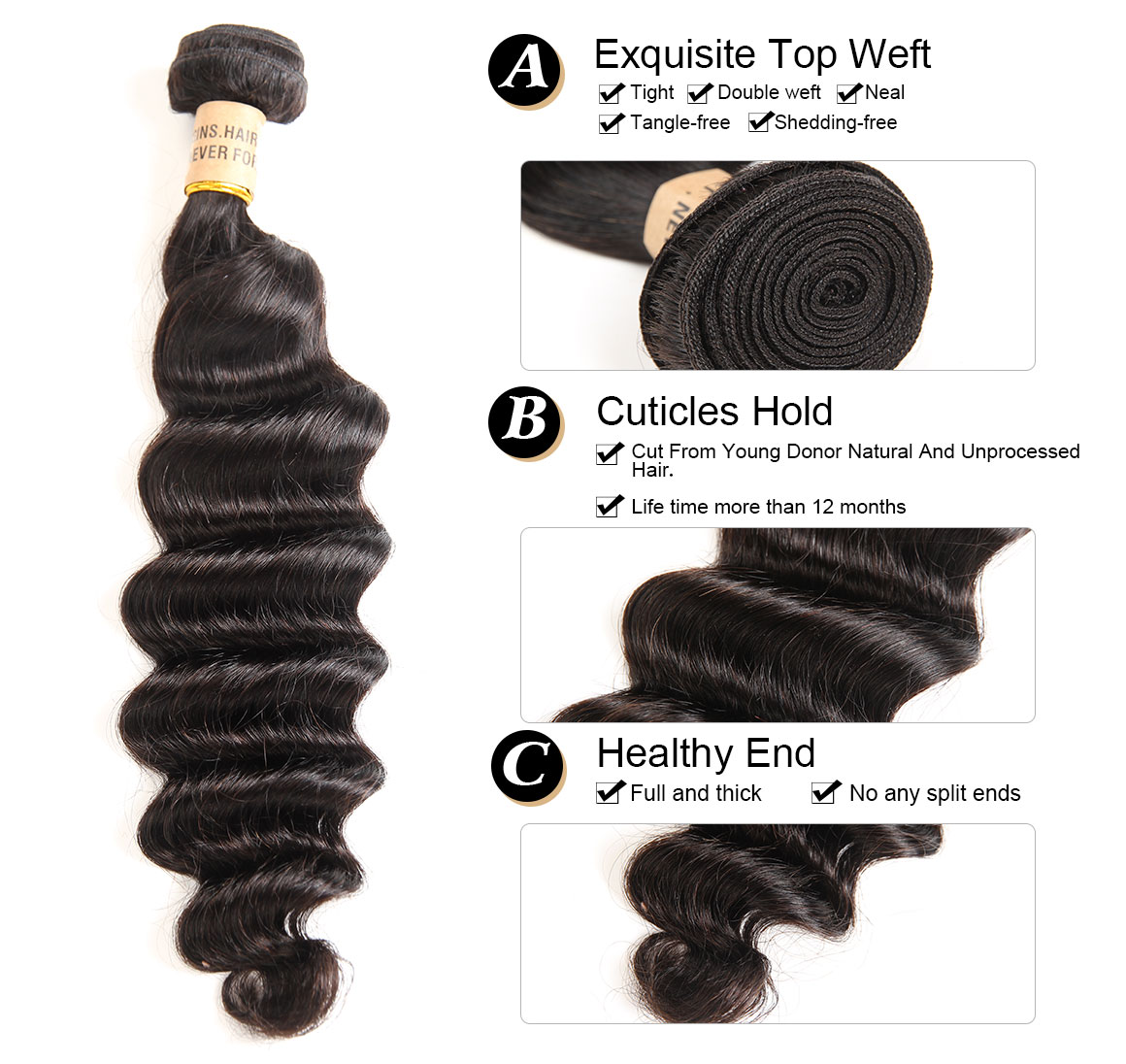 Loose Deep Virgin Hair Weave 3 Bundles With Lace Closure 4x4 WIGGINS ...