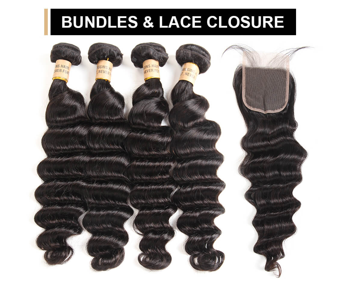 Loose Deep 4pc Weaves With Closures 4*4 Lace Closure Human Hair ...