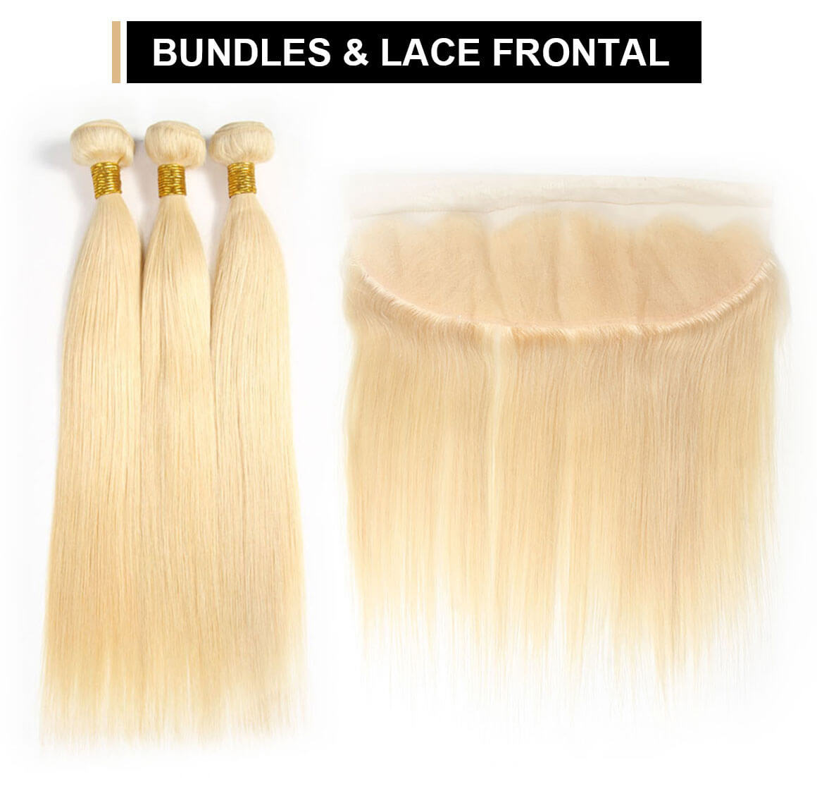 Blonde Color 613 Straight 3 Bundles Virgin Hair With Lace Frontal ...